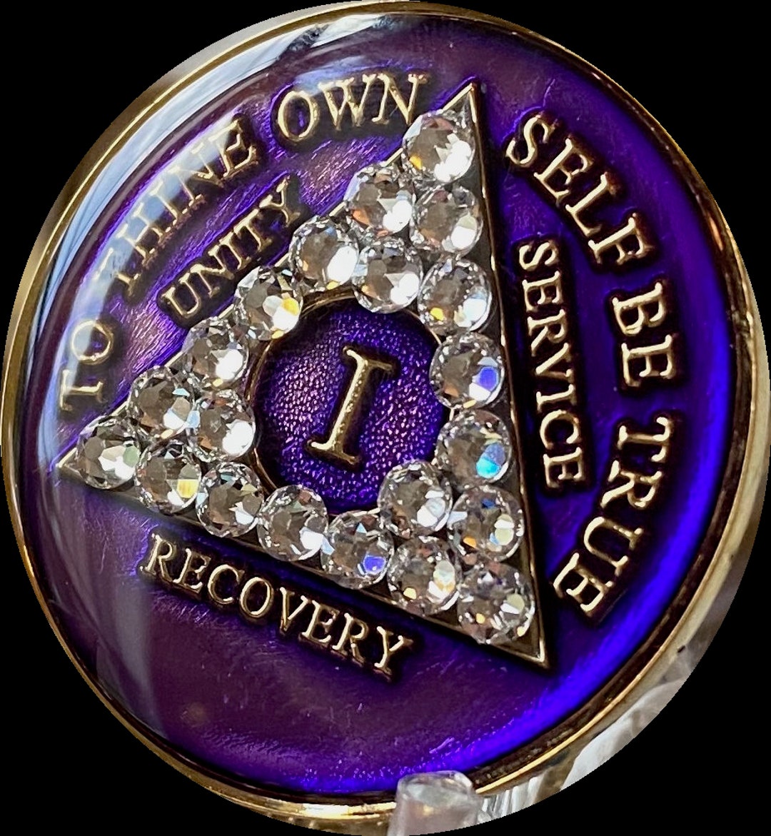 1 - 50 Year AA Medallion Purple Clear Diamond Like Swarovski Crystal ...