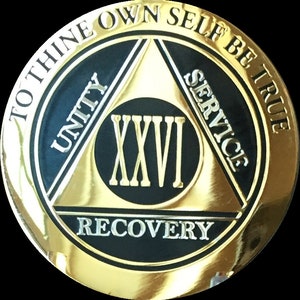 26 27 28 29 30 or 31 Year AA Medallion Elegant Black and Gold and ...