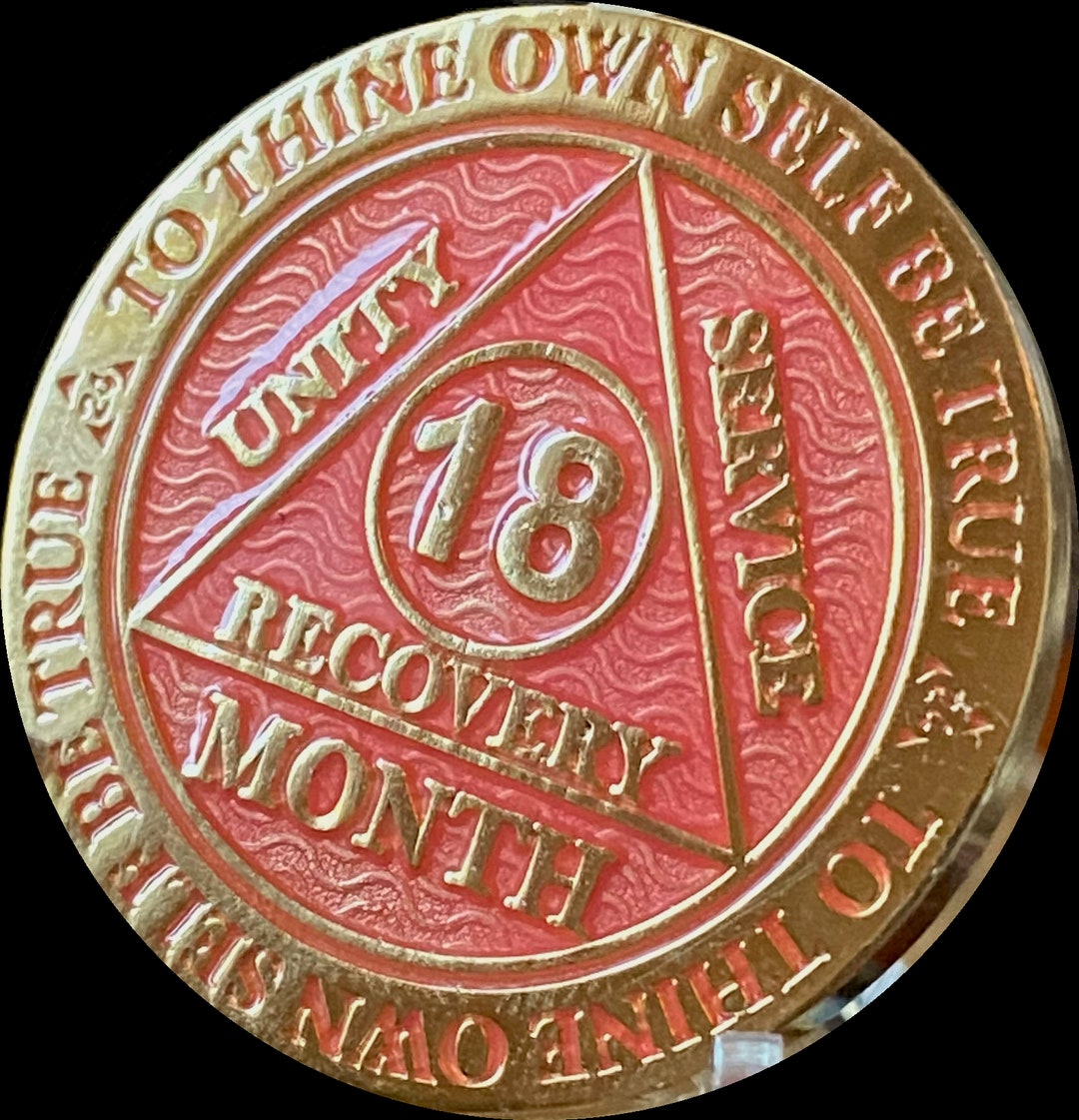 18 Month AA Medallion Reflex Pink Gold Plated Sobriety Chip - Etsy