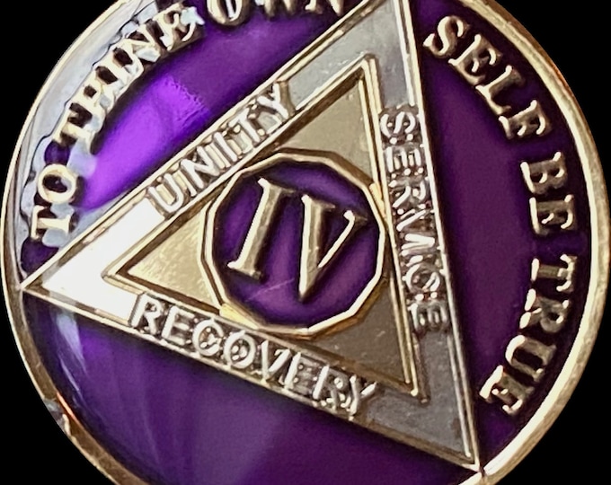 Year 1 40 AA Medallion Reflex Pink Gold Plated Alcoholics - Etsy