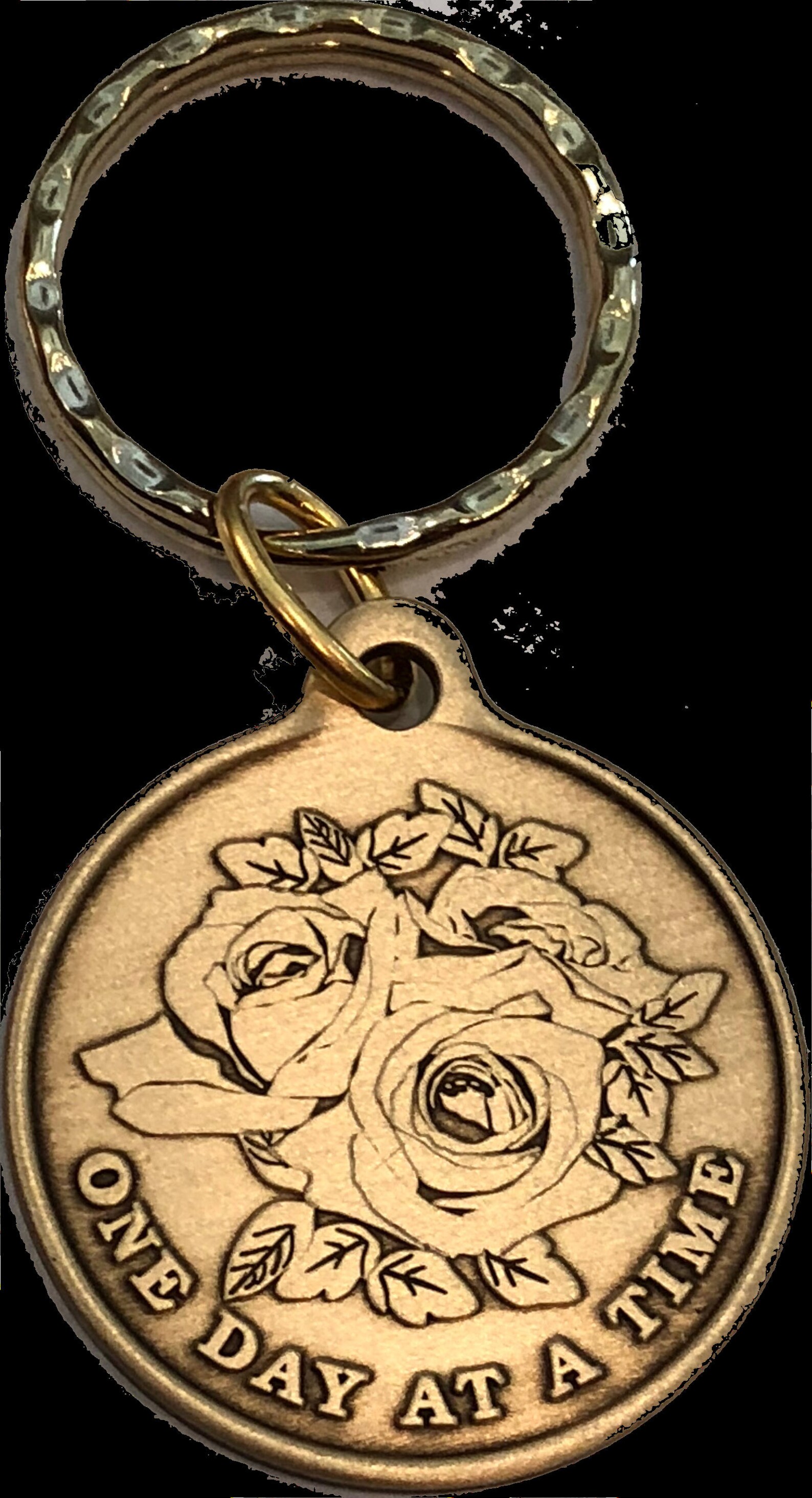 Rose One Day at A Time Bronze Keychain With Serenity Prayer - Etsy