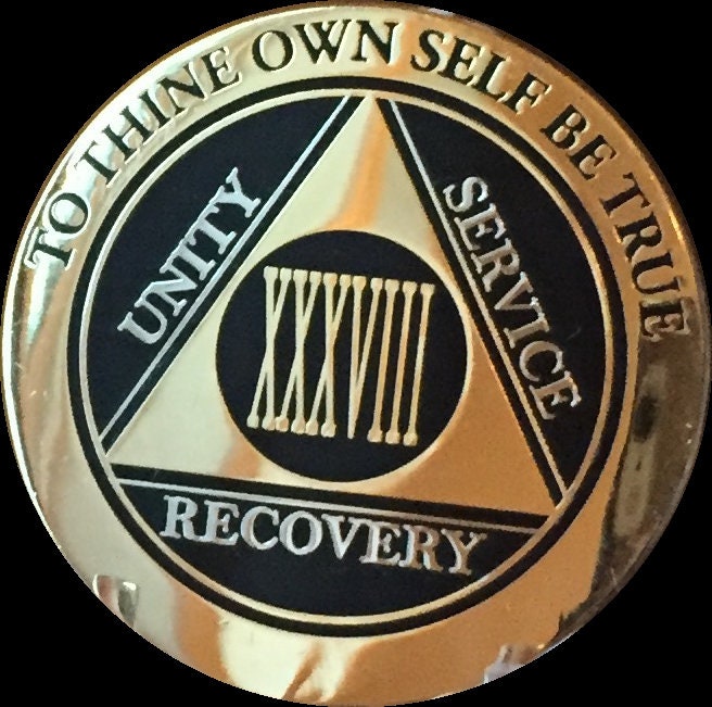 37 38 39 40 or 41 Year AA Medallion Elegant Black and Gold and Silver ...
