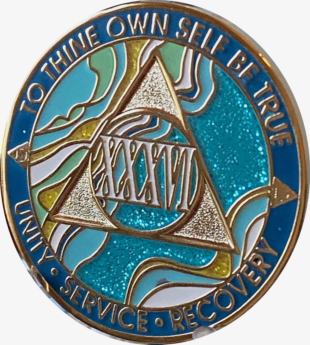 36 Year AA Medallion Elegant Marble Caribbean Aqua Glitter and Blue ...