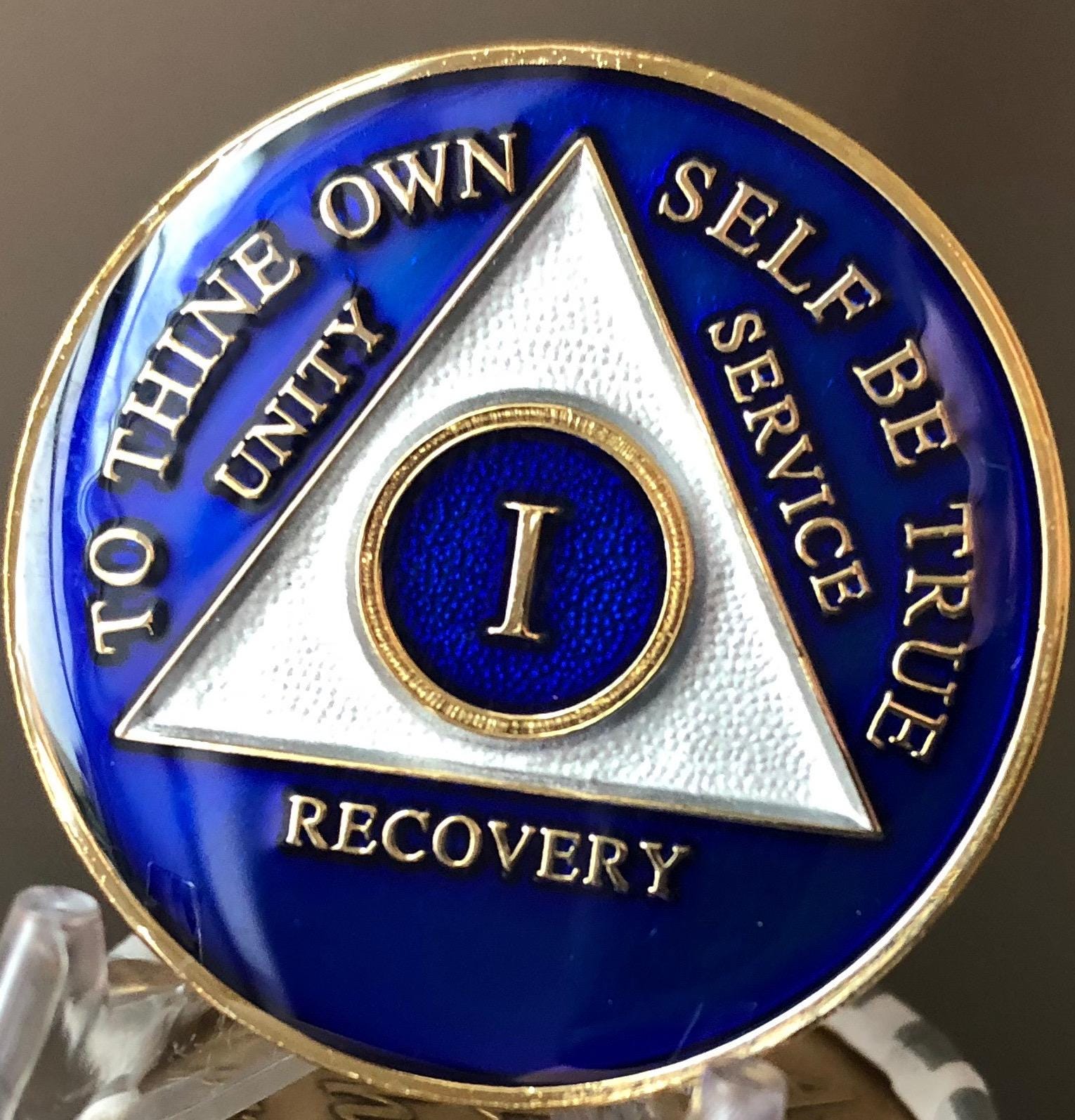 1 - 50 Year AA Medallion Blue Tri-plate Sobriety Chip - Etsy