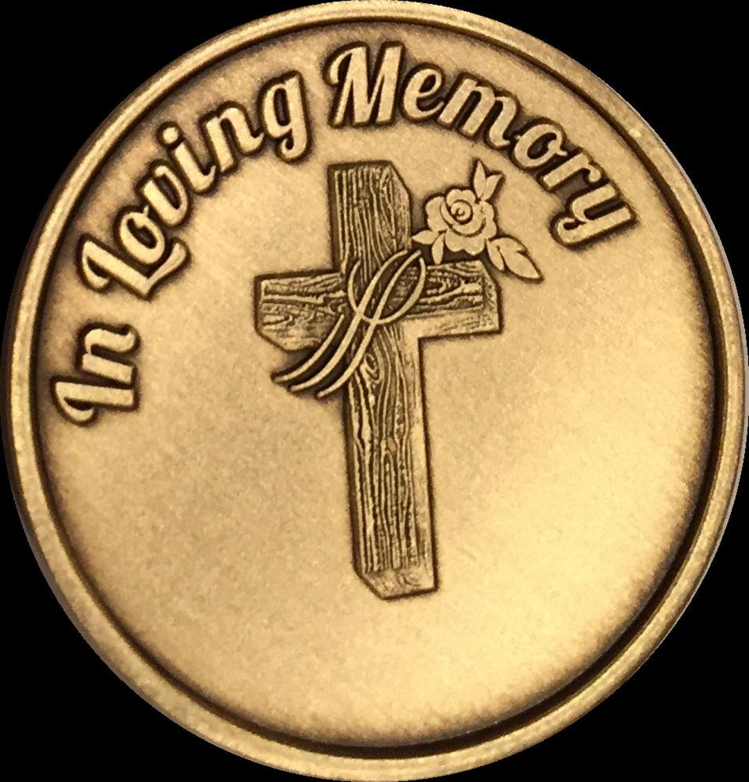 In Loving Memory Medallion Cross Rose Memorial Coin Gift Medal Chip - Etsy