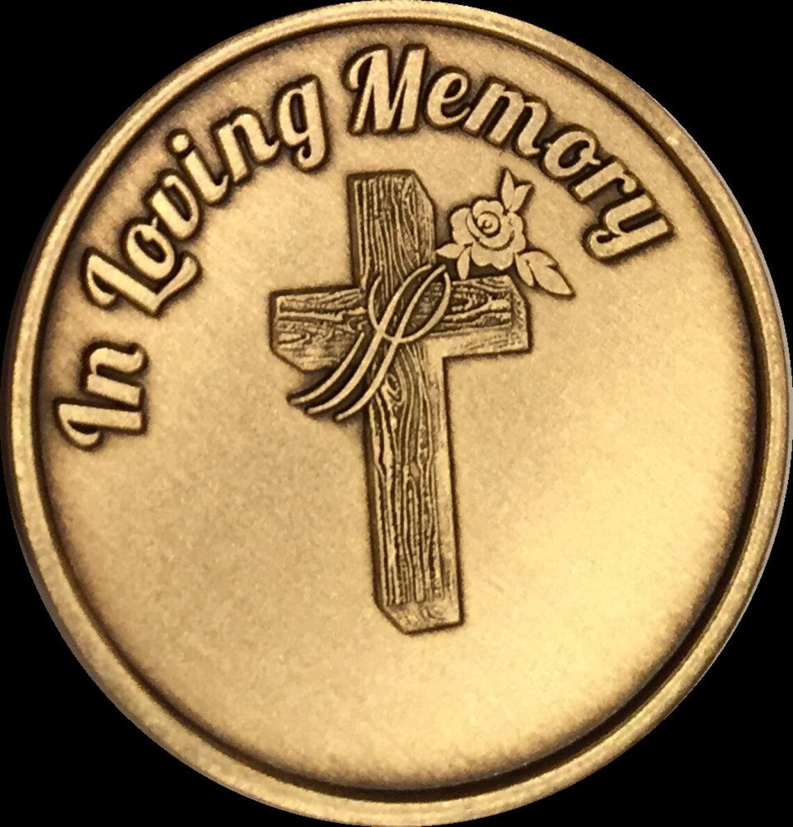 In Loving Memory Medallion Cross Rose Memorial Coin Gift Medal - Etsy