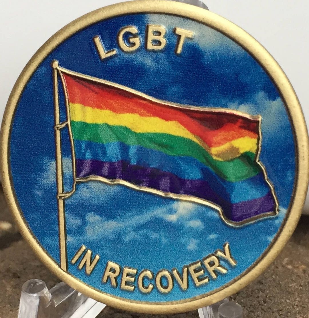 LGBT in Recovery Bronze Color Rainbow Flag Medallion Serenity Prayer ...