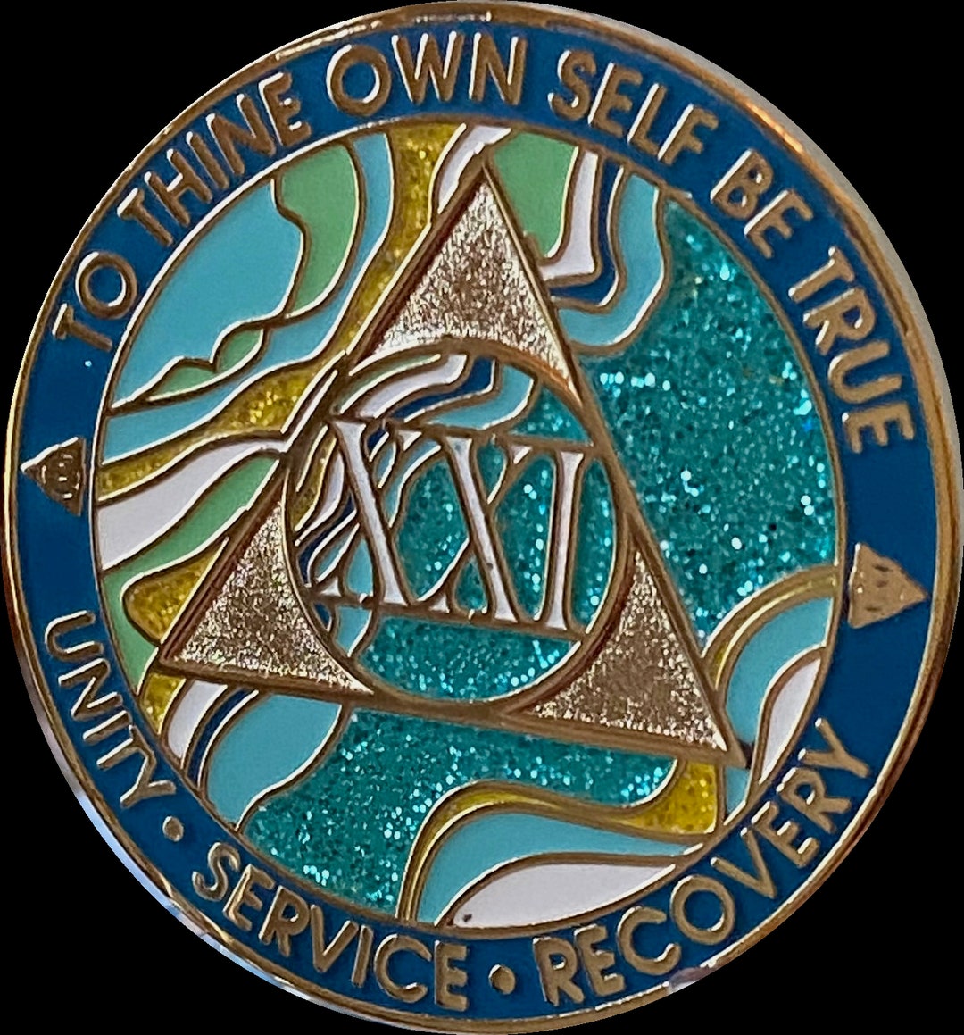 21 Year AA Medallion Elegant Marble Caribbean Aqua Glitter and Blue ...