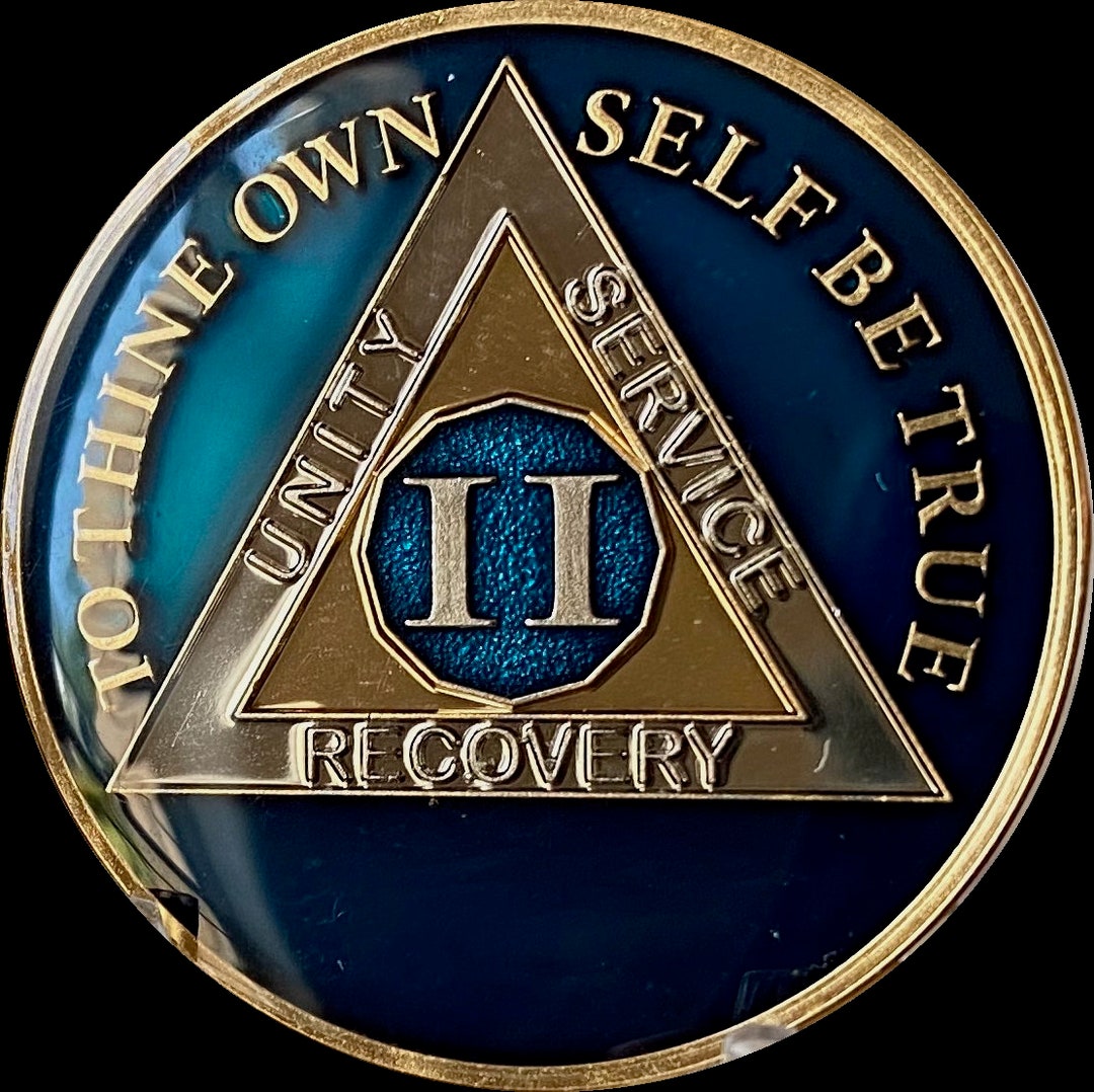 2 Year AA Medallion Midnight Blue Tri-plate Sobriety Chip - Etsy