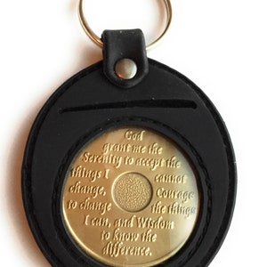 Universal AA or NA Medallion Coin Holder Keychain Black Soft Silicone ...