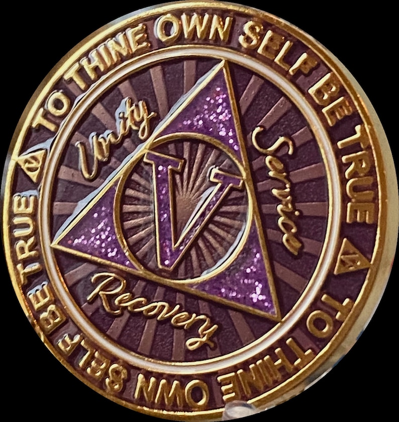 1 2 3 4 or 5 Year AA Medallion Cosmic Purple Glitter - Etsy
