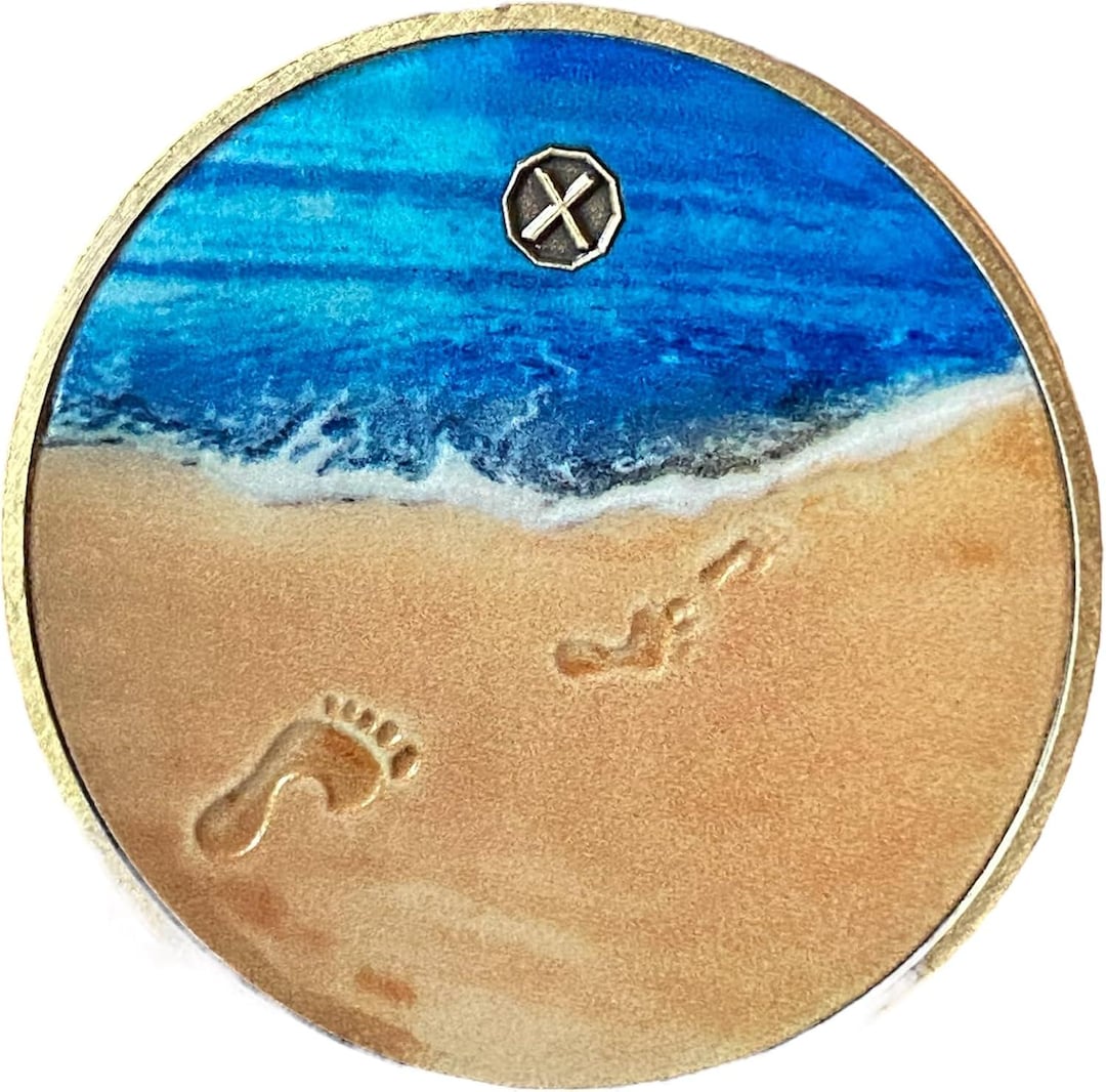 1 - 10 Year Footprints in the Sand Tropical Blue Medallion Chip Coin ...