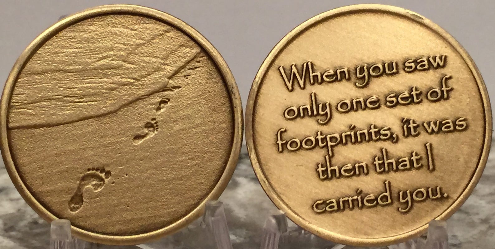 Footprints in the Sand Bronze Medallion Chip Coin Token Foot Prints ...