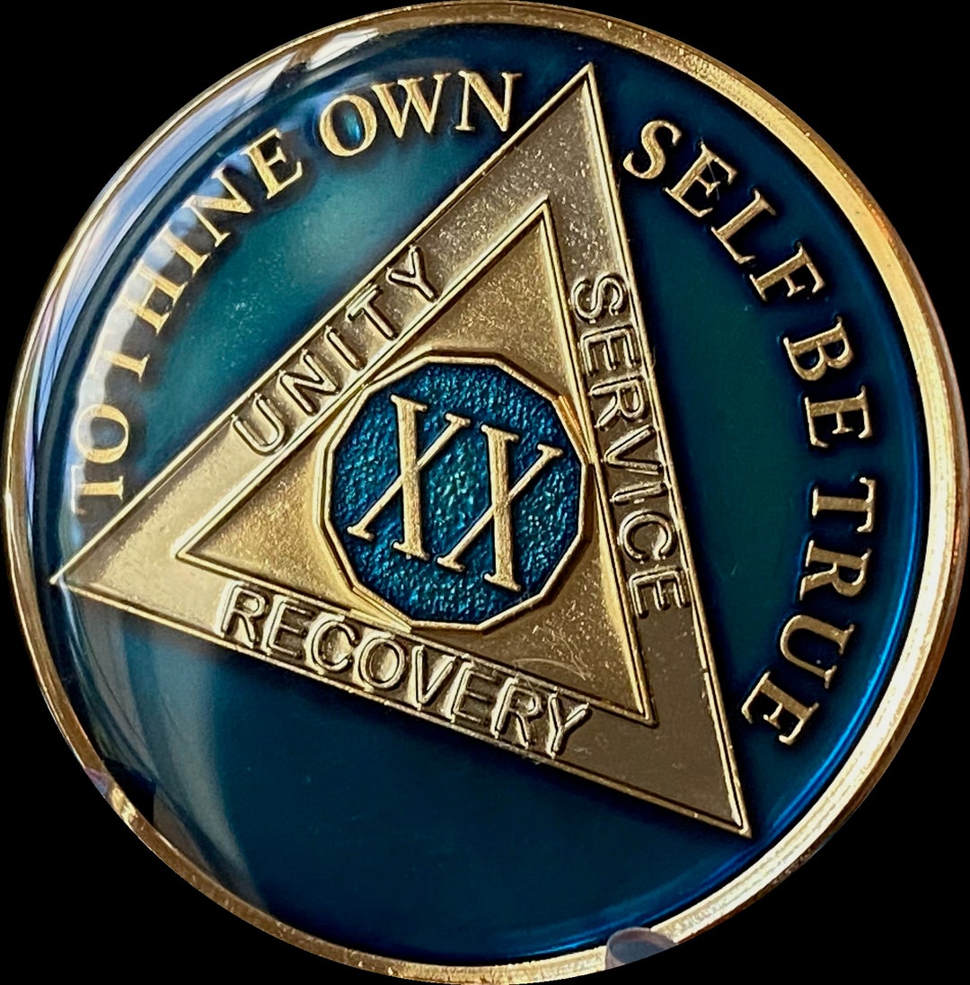 20 Year AA Medallion Midnight Blue Tri-plate Sobriety Chip - Etsy UK