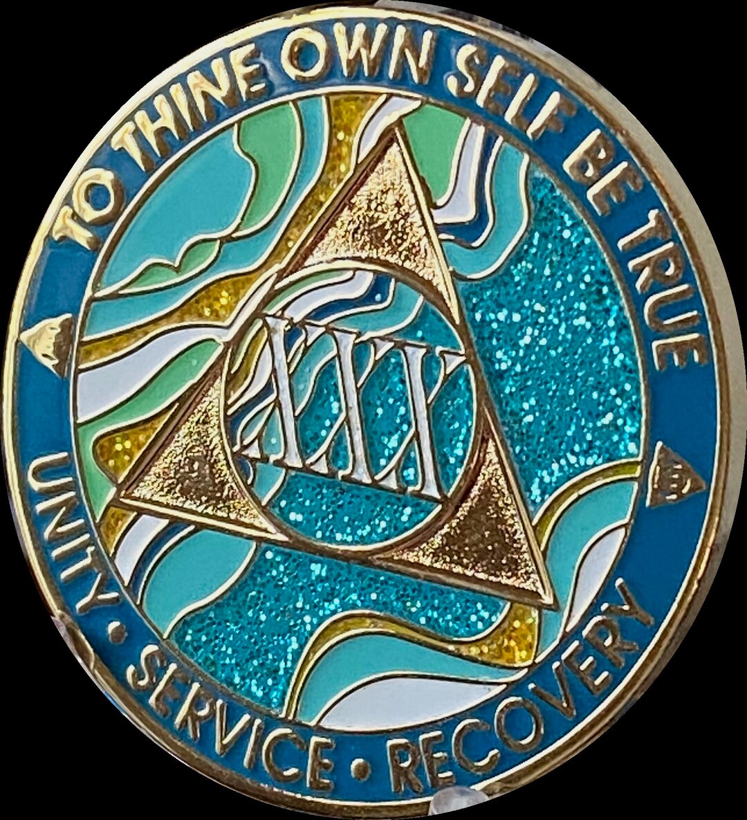 30 Year AA Medallion Elegant Marble Caribbean Aqua Glitter and Blue ...
