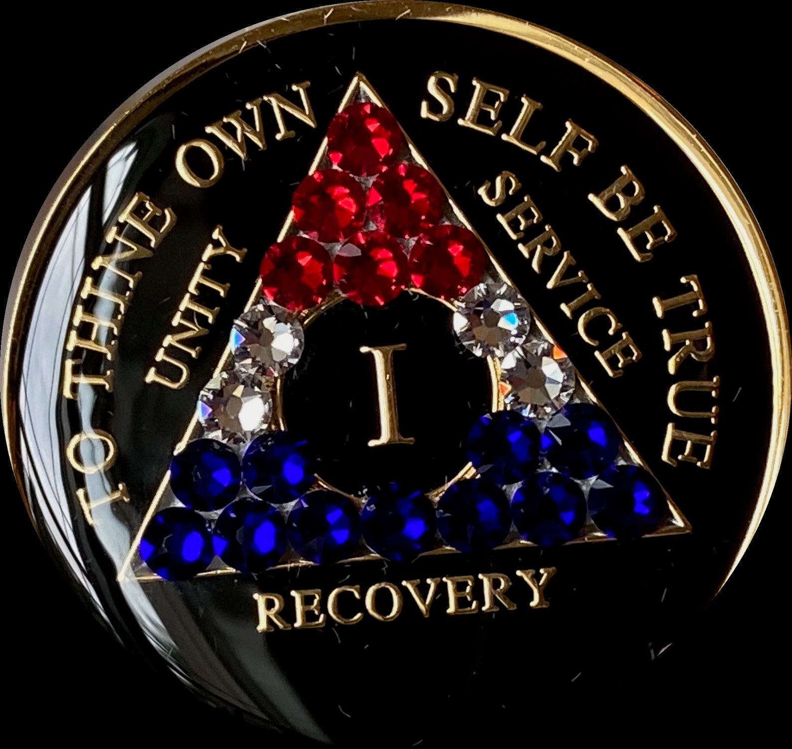 1 - 50 Year AA Medallion Black Tri-plate Red White Blue Swarovski ...