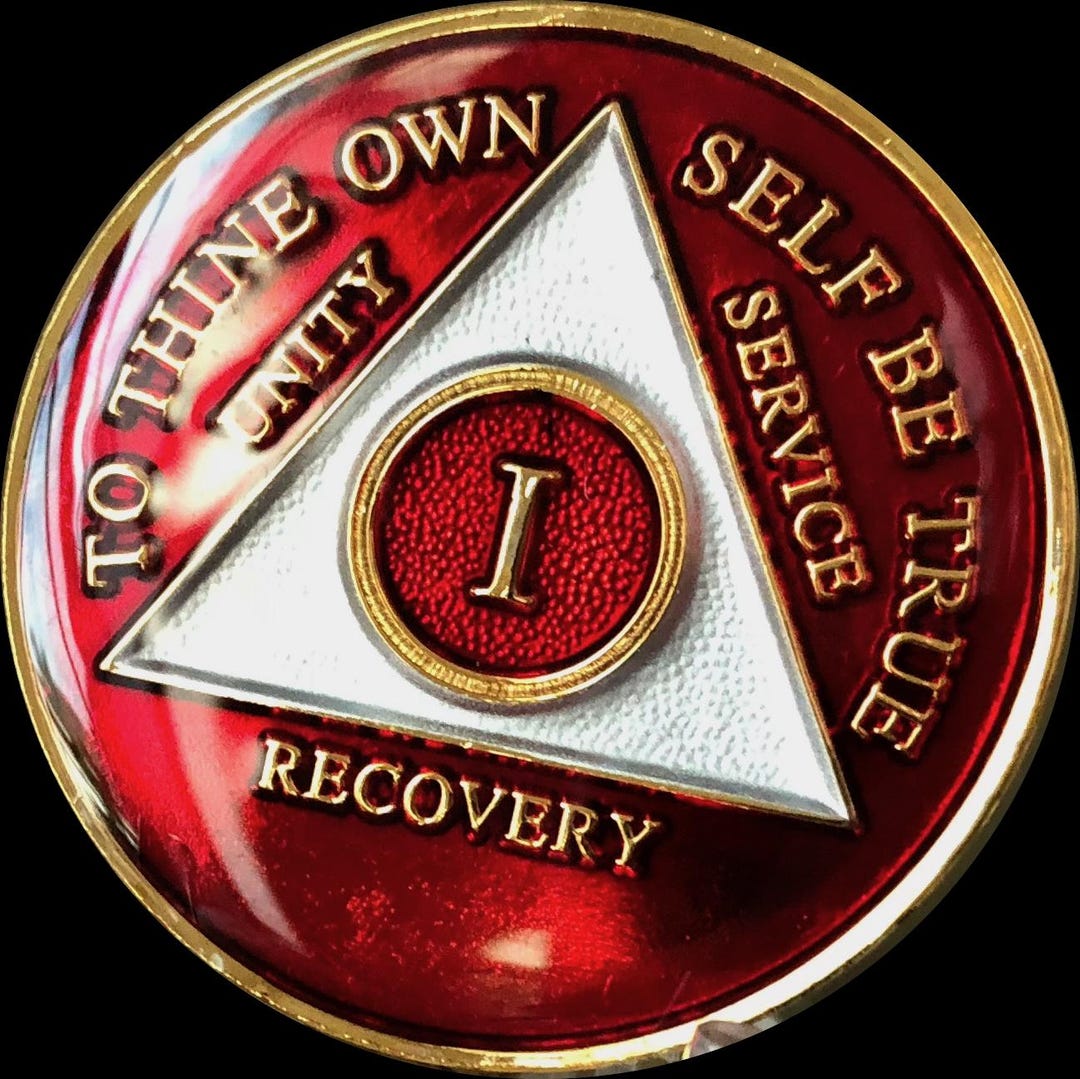 1 - 50 Year AA Medallion Red Tri-plate Sobriety Chip - Etsy