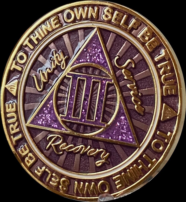 1 2 3 4 or 5 Year AA Medallion Cosmic Purple Glitter - Etsy