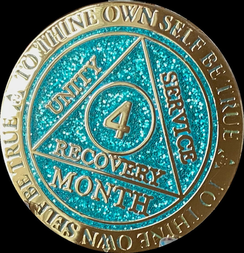 1 2 3 4 6 9 or 18 Month AA Medallion Reflex Aqua Glitter Gold Plated ...