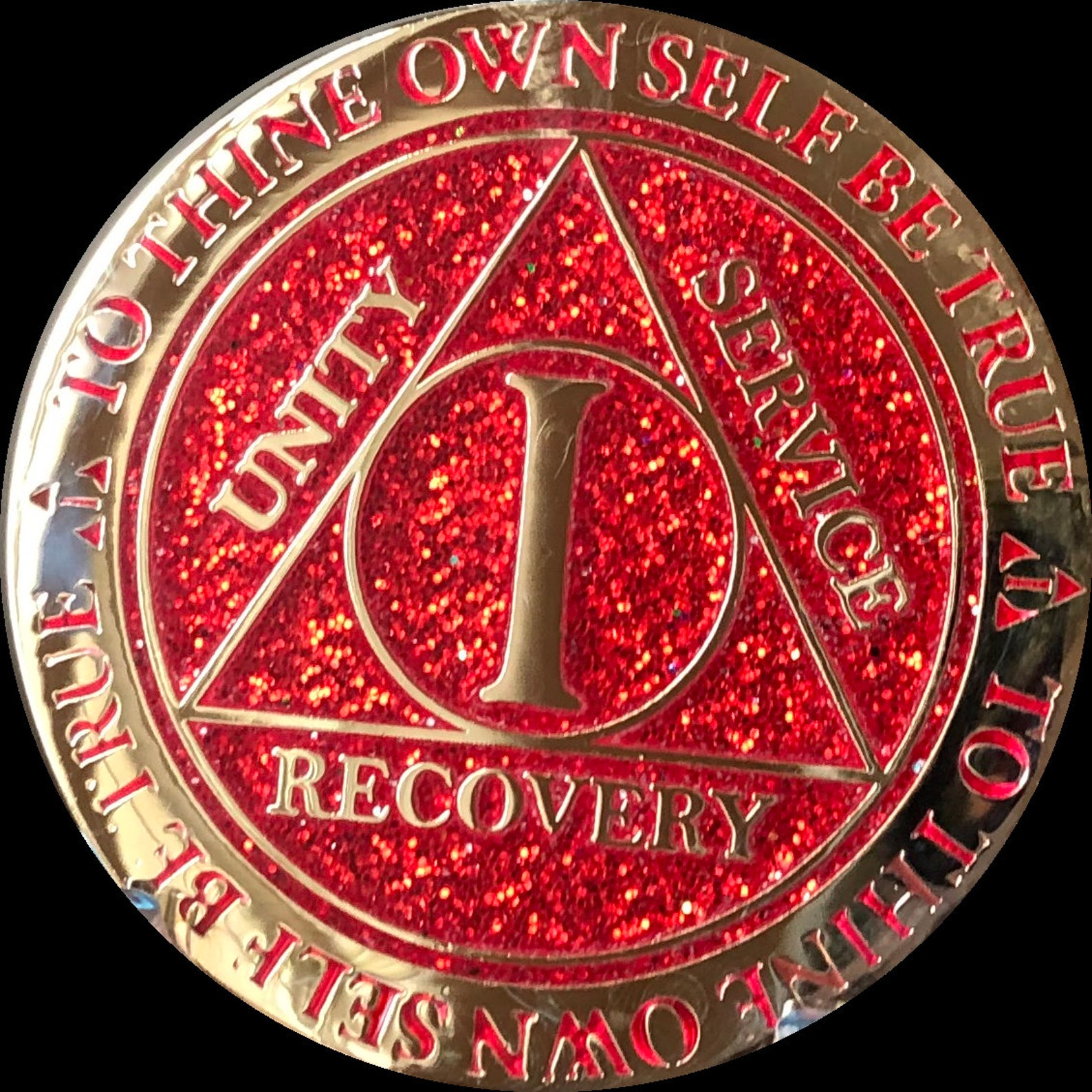 1 or 2 Year AA Medallion Reflex Ruby Red Glitter Color Gold - Etsy