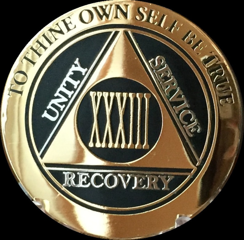 32 33 34 35 or 36 Year AA Medallion Elegant Black and Gold and Silver ...