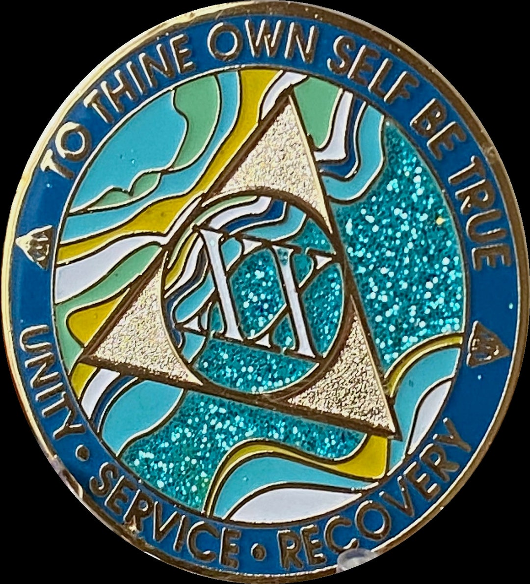 20 Year AA Medallion Elegant Marble Caribbean Aqua Glitter and Blue ...