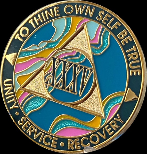 35 Year AA Medallion Elegant Marble Tahiti Teal Blue and Pink - Etsy
