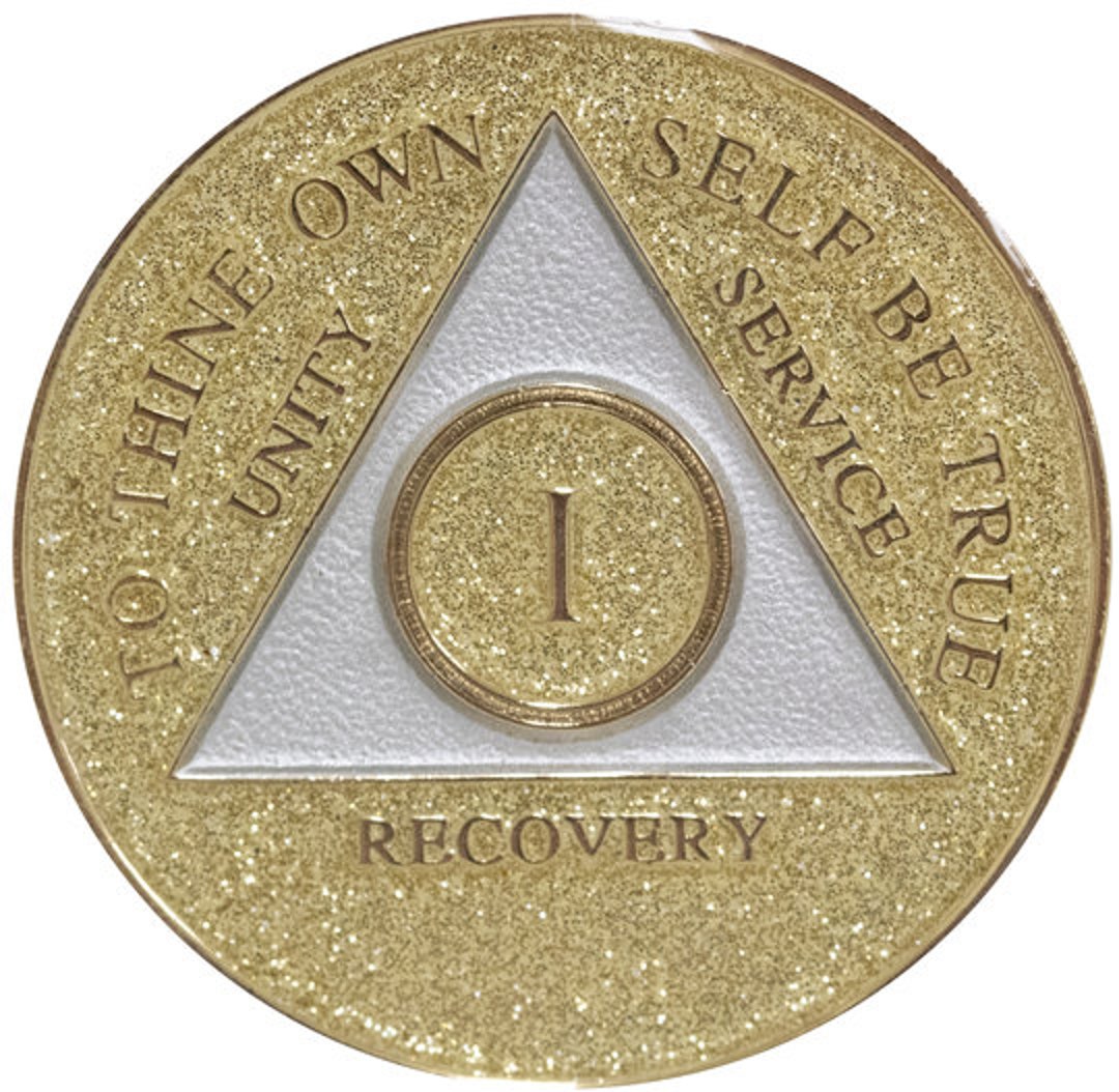 1 - 30 Year AA Medallion Gold Glitter Tri-plate Sobriety Chip - Etsy