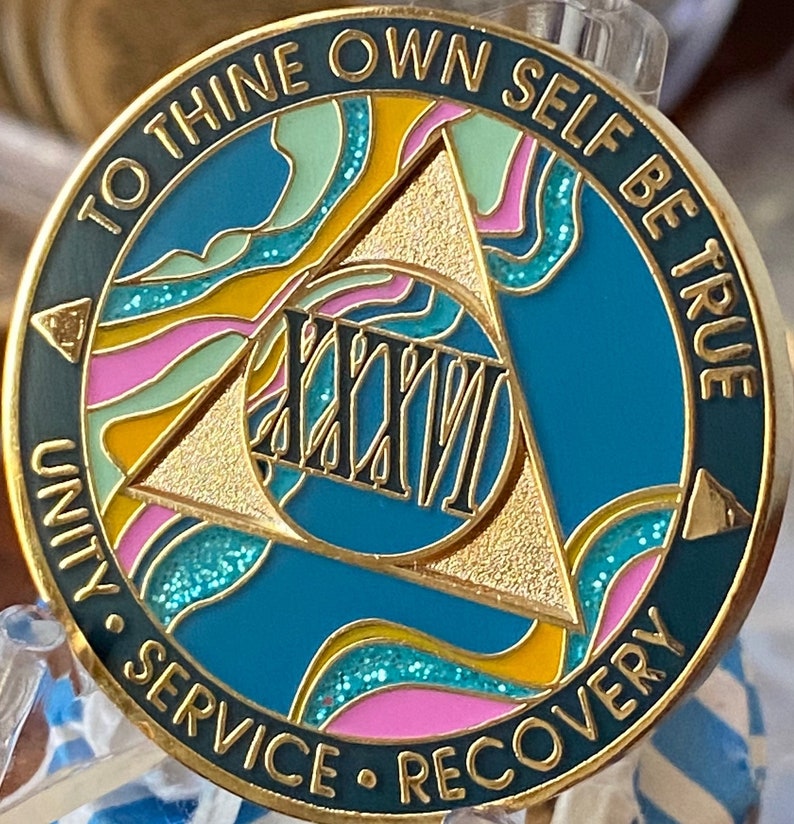 36 Year AA Medallion Elegant Marble Tahiti Teal Blue and Pink - Etsy