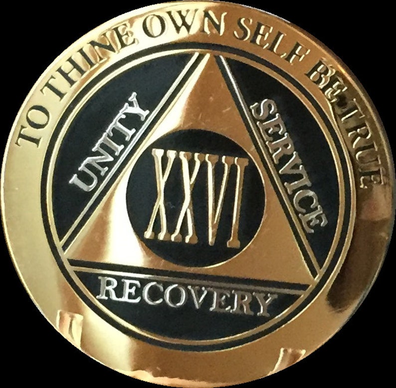 32 33 34 35 or 36 Year AA Medallion Elegant Black and Gold and Silver ...
