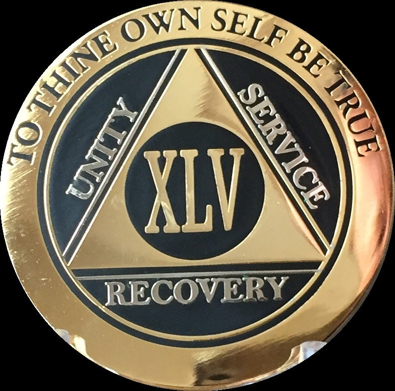 42 43 44 or 45 Year AA Medallion Elegant Black and Gold and Silver ...