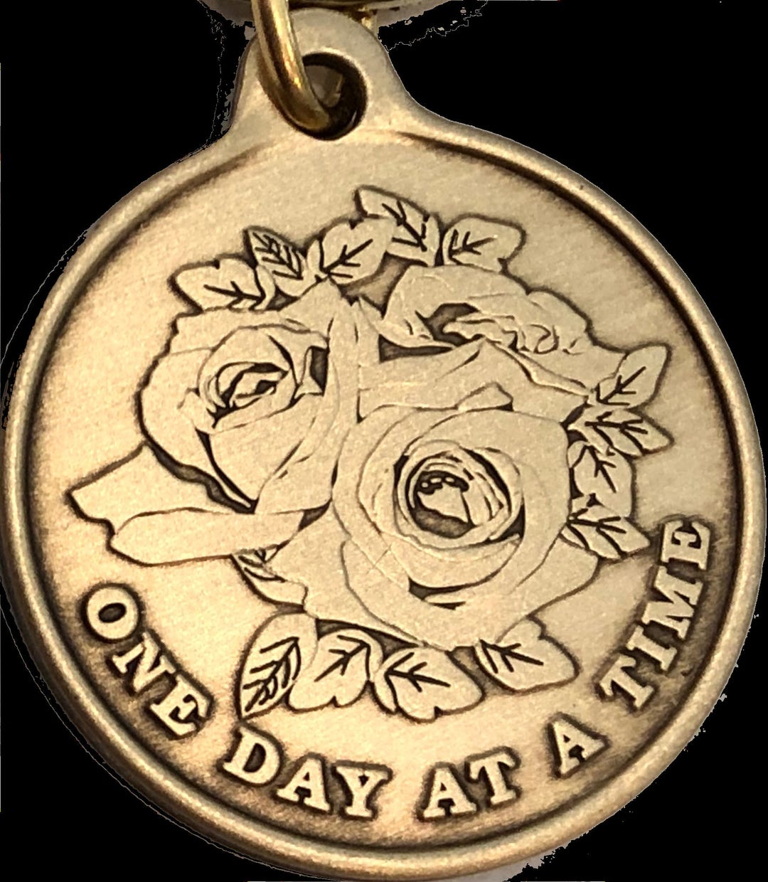 Rose One Day at A Time Bronze Keychain With Serenity Prayer - Etsy