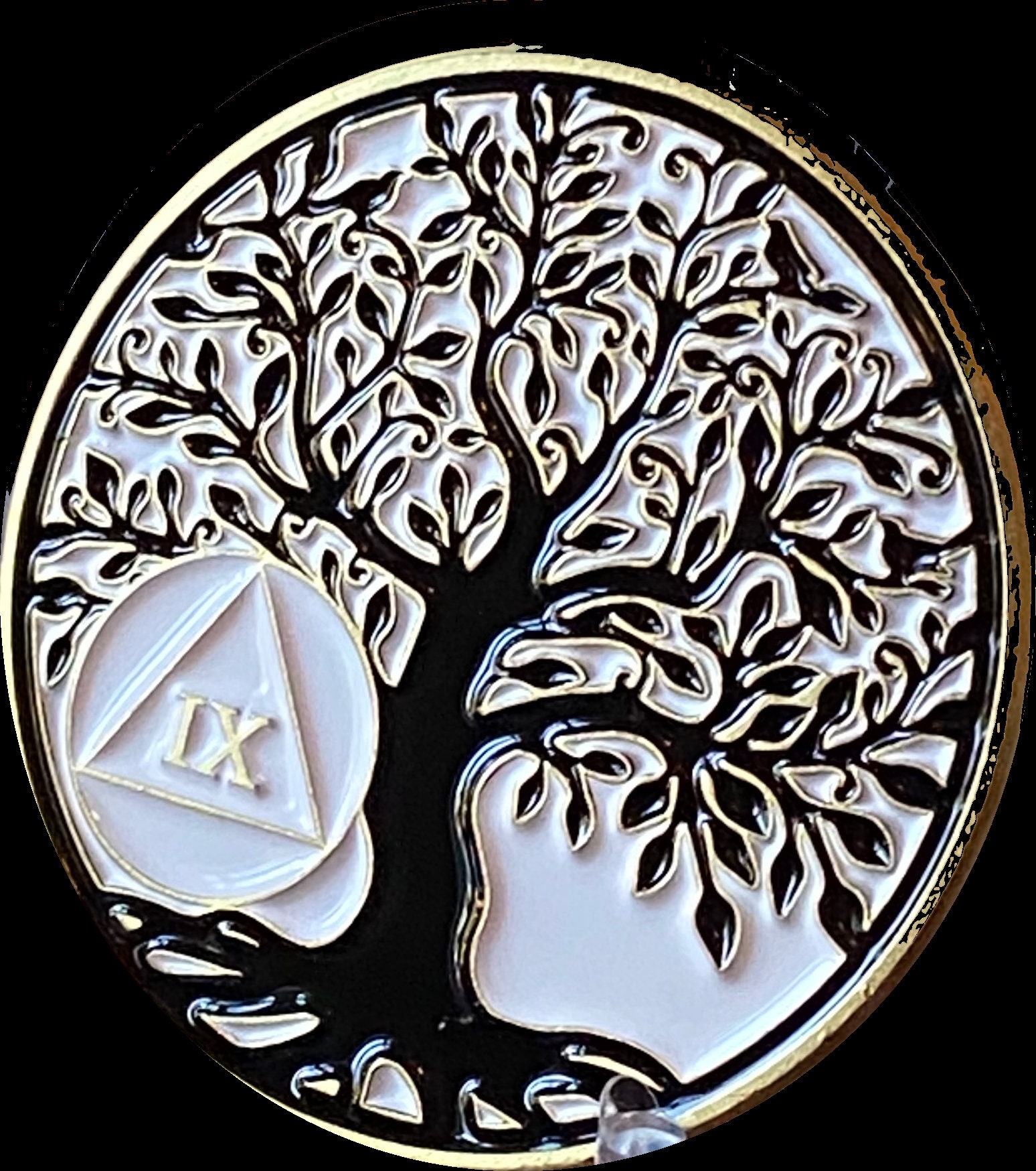 1 - 10 Year AA Medallion Tree of Life White on Black Serenity Prayer ...