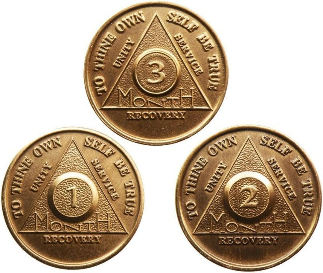 1 2 3 Month AA Medallion Chip Set 30 60 90 Days Bronze Serenity Prayer ...