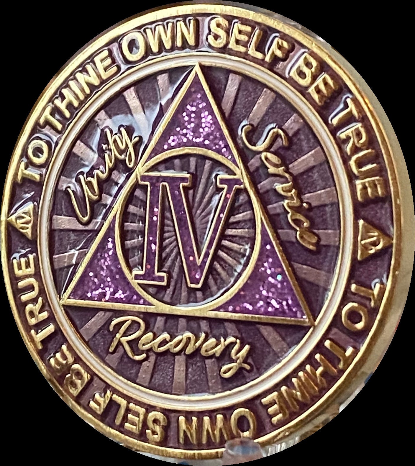 1 2 3 4 or 5 Year AA Medallion Cosmic Purple Glitter Alcoholics ...