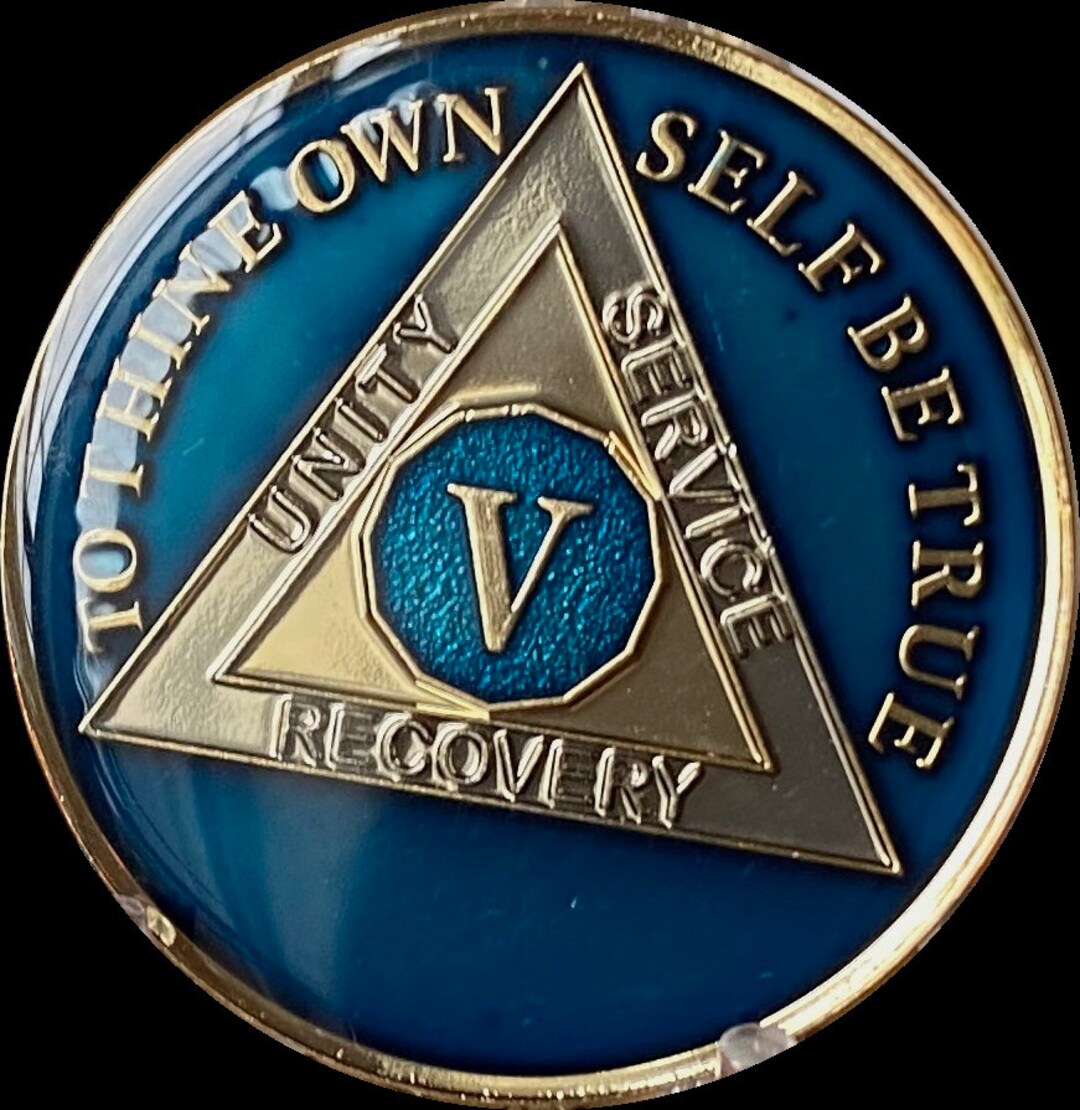 5 Year AA Medallion Metallic Midnight Blue Tri-plate Sobriety Chip - Etsy