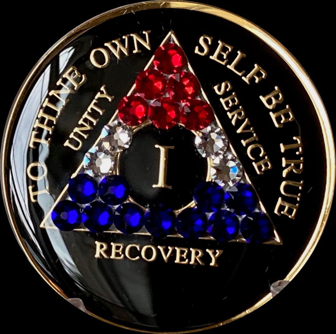 1 - 50 Year AA Medallion Black Tri-plate Red White Blue Swarovski ...