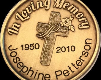 In Loving Memory Cross Rose Memorial Bronze Keychain Gift - Etsy