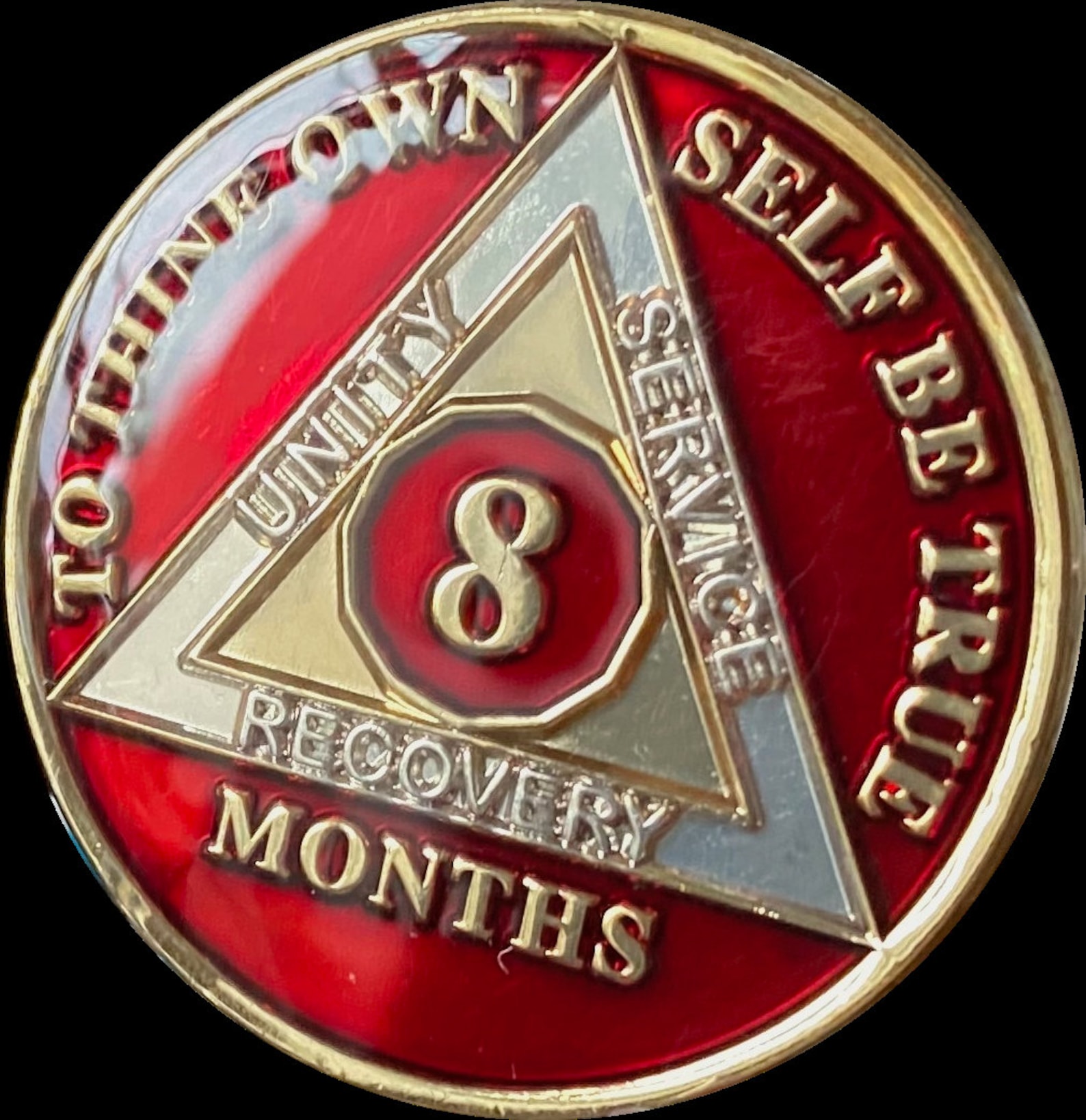 1 2 3 4 5 6 7 8 9 10 11 or 18 Month AA Medallion Metallic Red Tri-plate ...