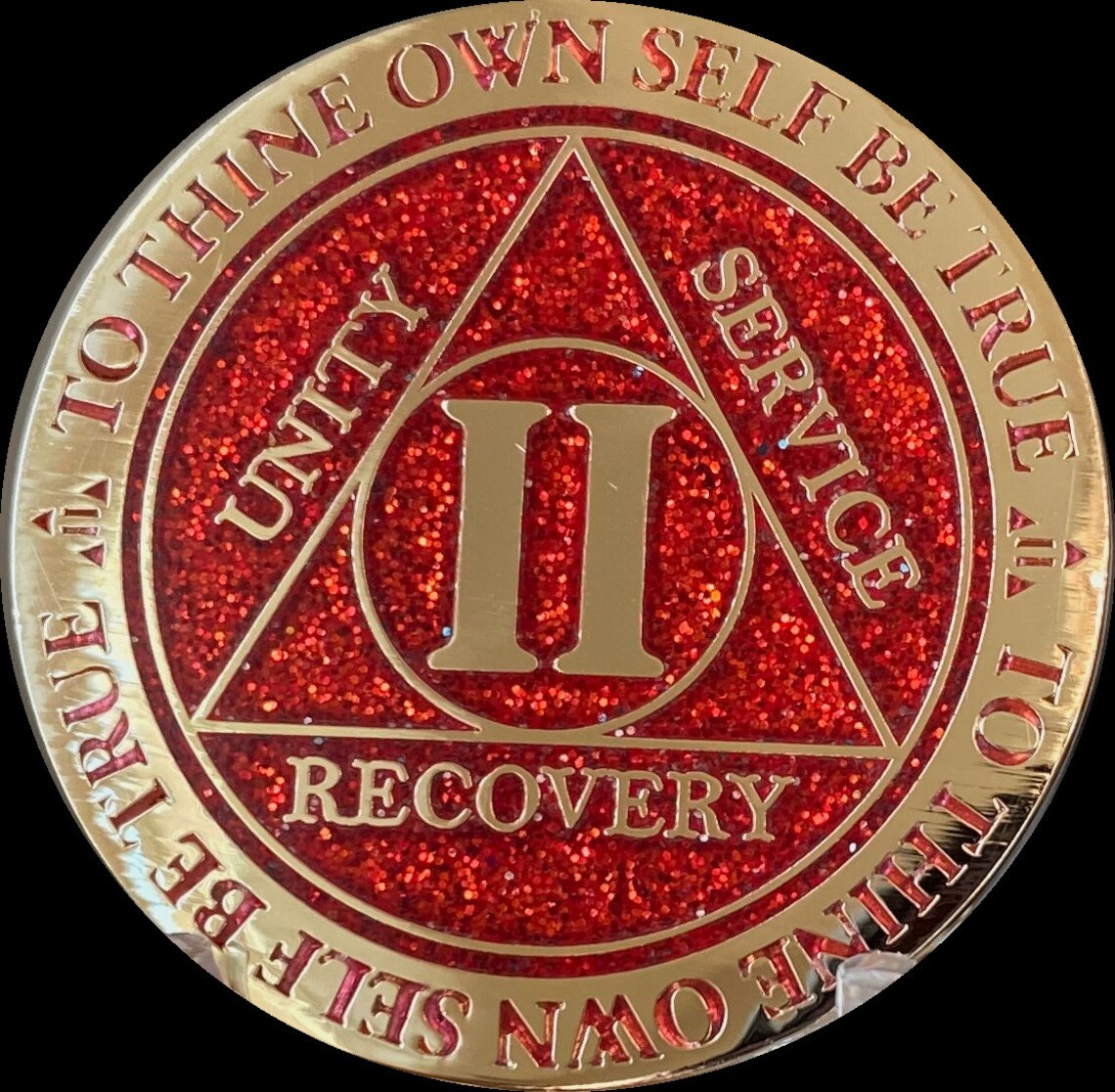 1 or 2 Year AA Medallion Reflex Ruby Red Glitter Color Gold - Etsy