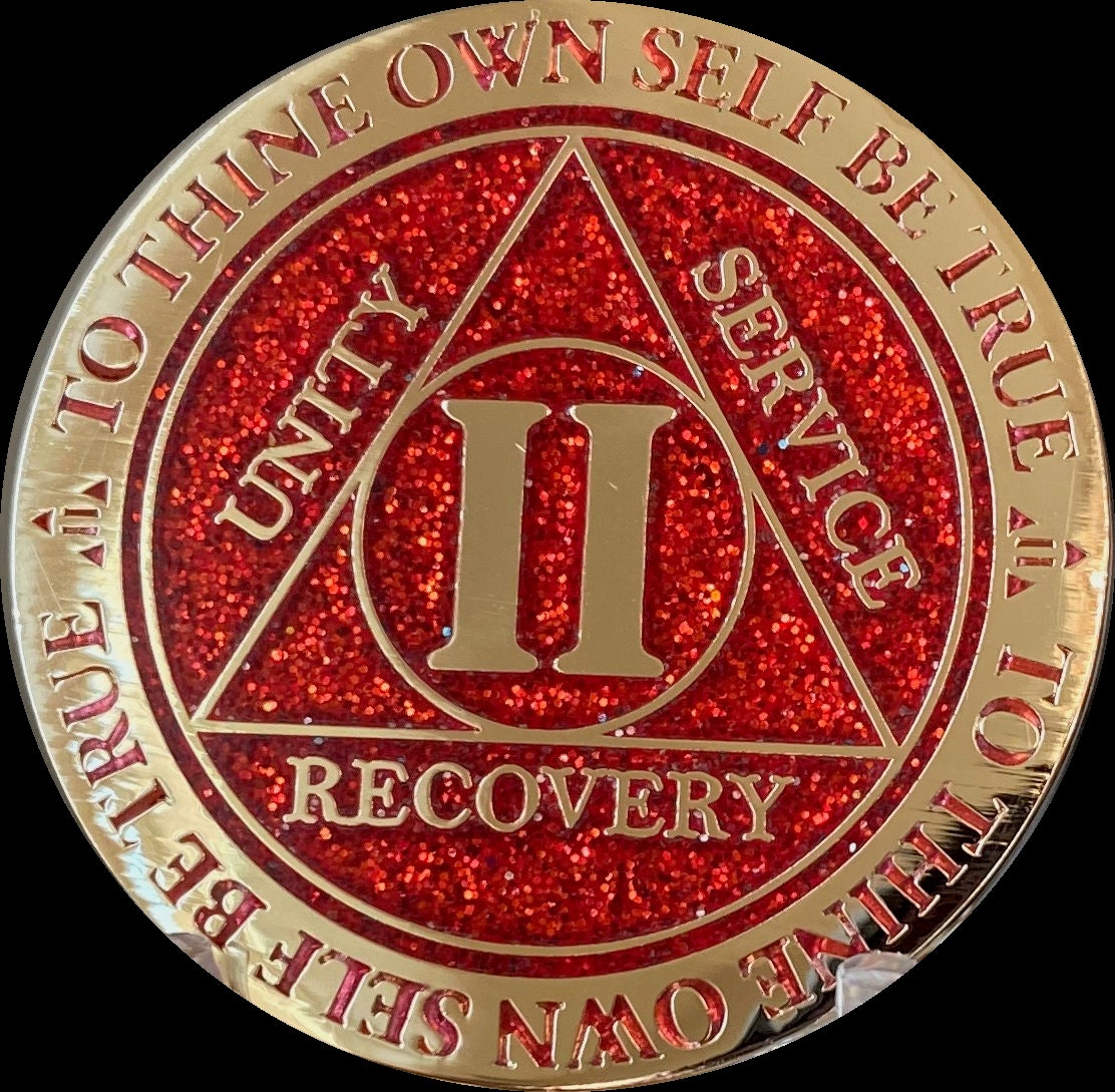 1 or 2 Year AA Medallion Reflex Ruby Red Glitter Color Gold - Etsy