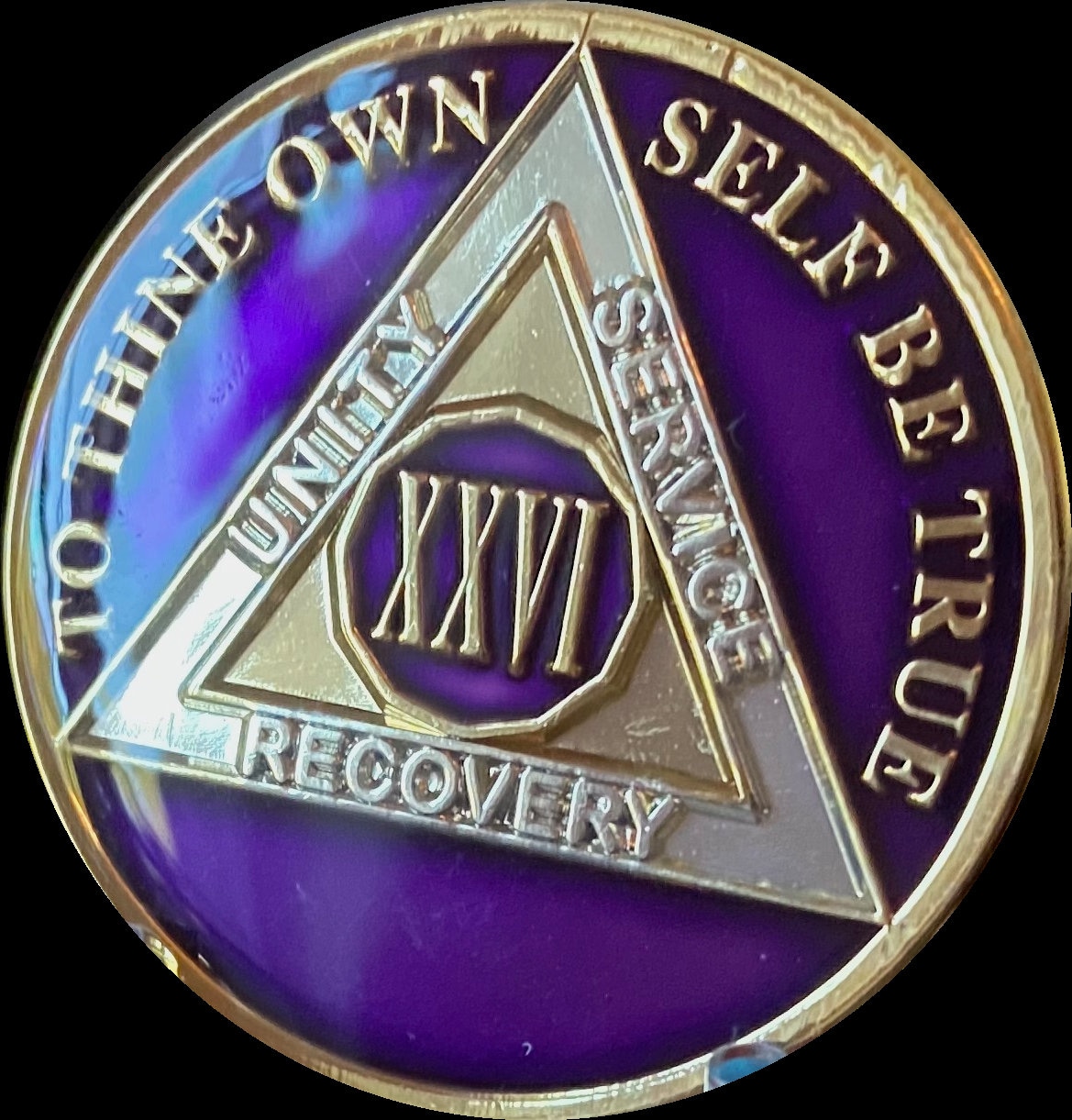 26 27 28 29 or 30 Year AA Medallion Metallic Purple Tri-plate Sobriety ...