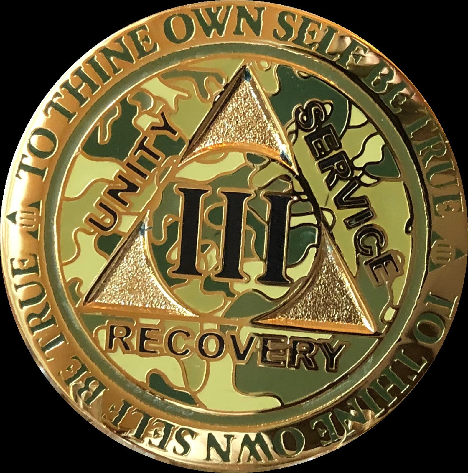 Camo Color AA Medallion 1 15 25 and 30 Year Gold Plated - Etsy