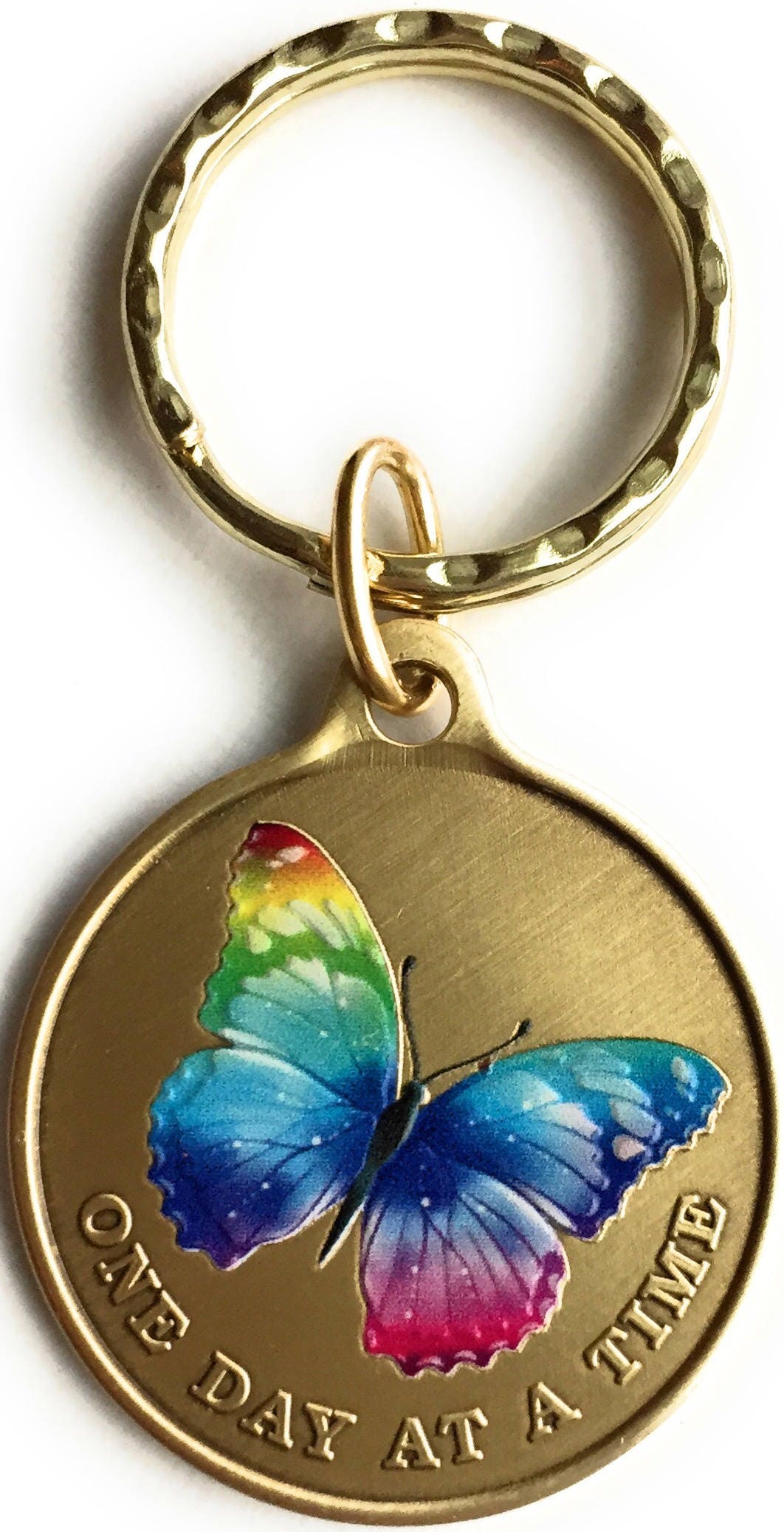 Color Rainbow Butterfly One Day at A Time Keychain Serenity - Etsy