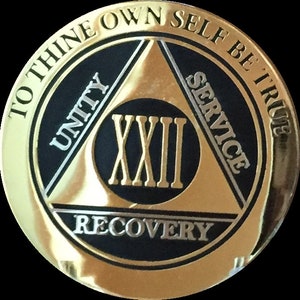 21 22 23 24 or 25 Year AA Medallion Elegant Black and Gold and Silver ...