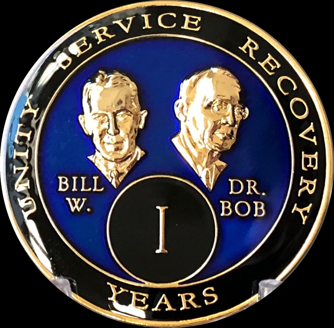 1 Year AA Founders Medallion Blue Tri-plate Bill Bob Sobriety Chip - Etsy