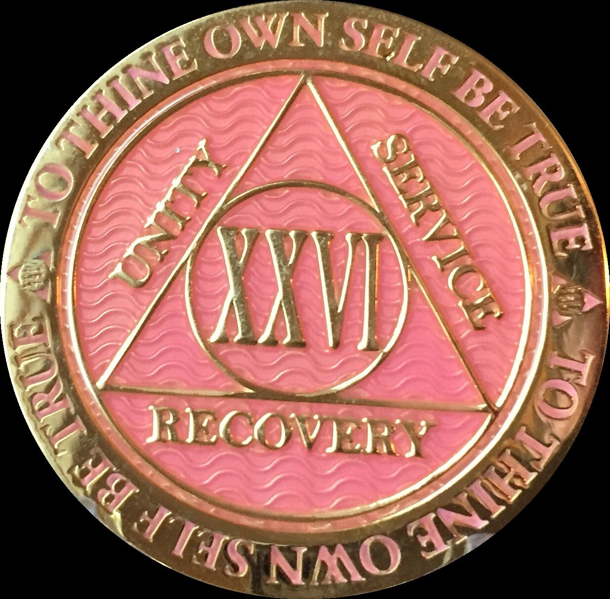 Year 1 40 AA Medallion Reflex Pink Gold Plated Alcoholics - Etsy