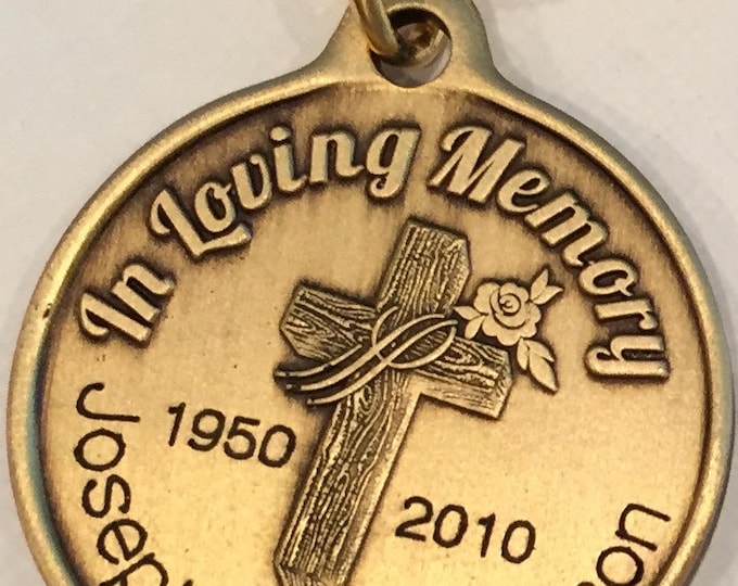 In Loving Memory Cross Rose Memorial Bronze Keychain Gift - Etsy