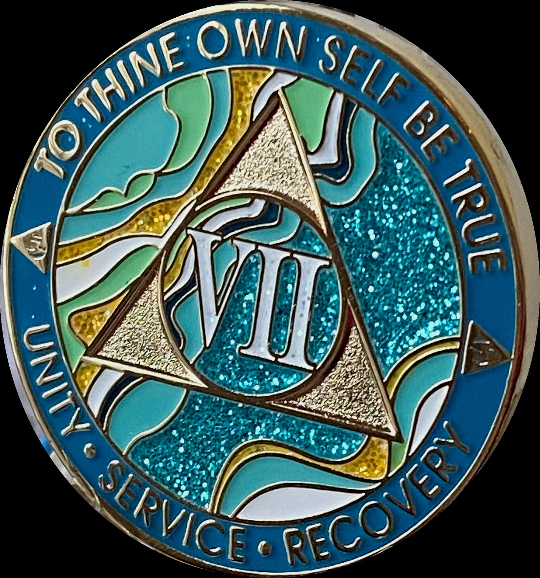 7 Year AA Medallion Elegant Marble Caribbean Aqua Glitter and Blue ...