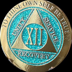 11 12 13 14 or 15 Year AA Medallion Elegant Aqua Glitter Gold and ...
